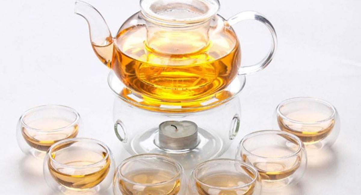 Bộ ấm chén thủy tinh pha trà trong suốt chịu nhiệt cao cấp